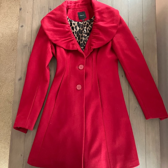 Express | Jackets & Coats | Express Wool Red Winter Coat | Poshmark